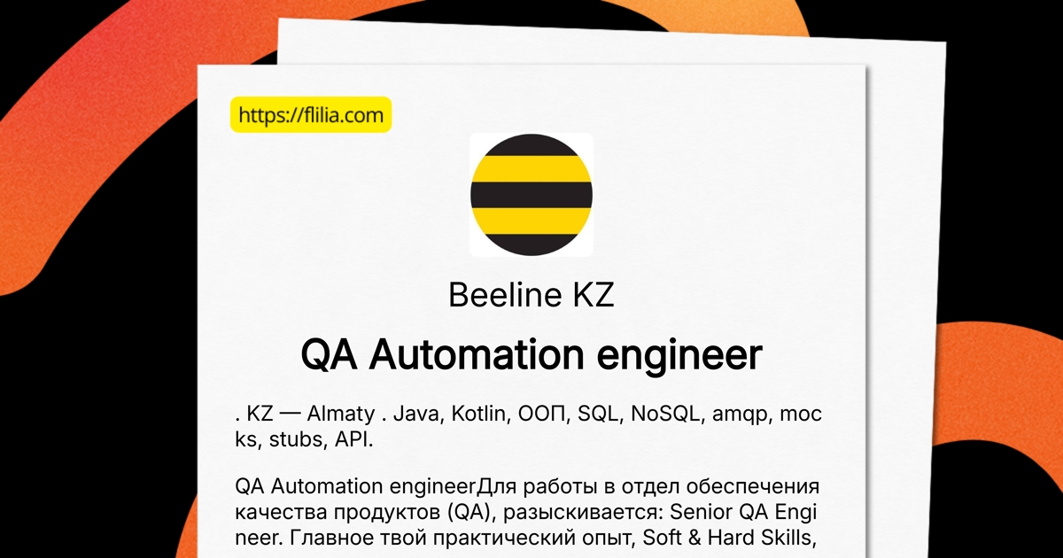 QA Automation engineer job at Beeline KZ • Flilia