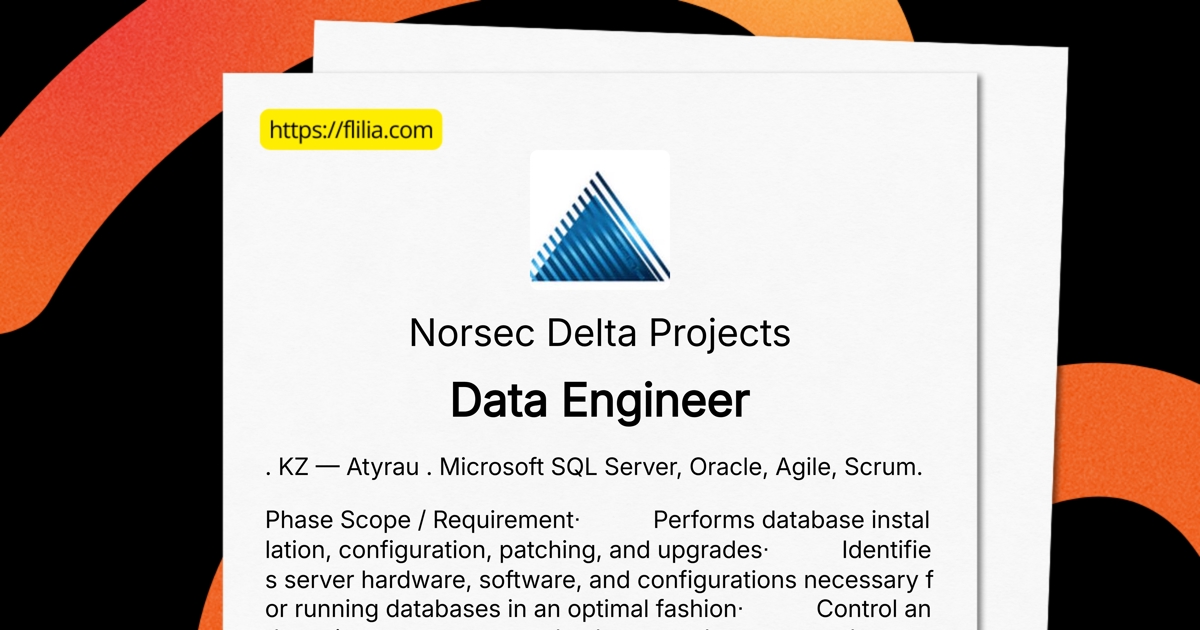 Data Engineer job at Norsec Delta Projects • Flilia